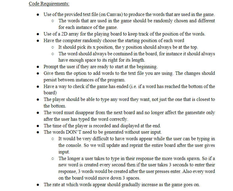 Solved Scenario: You are to create a typing game that can be | Chegg.com