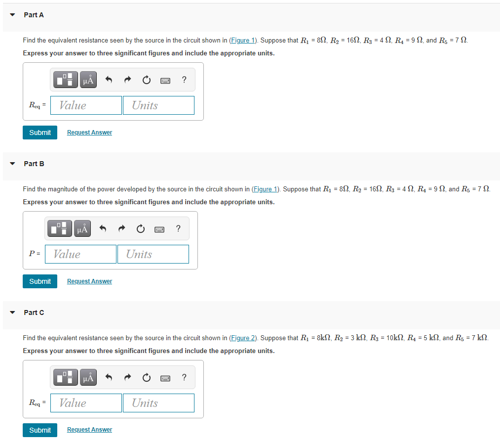 Solved R1 w R2 ww R4 w + 10 V R3 RS w Part A Find the | Chegg.com