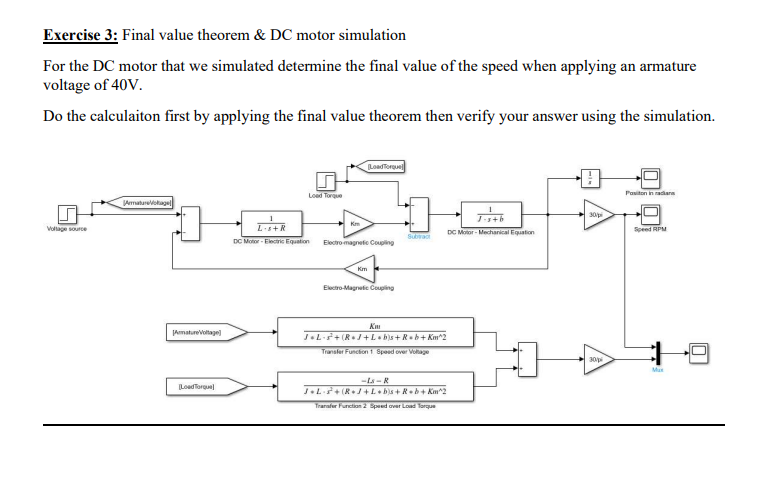 Solved Exercise 3: Final value theorem \& DC motor | Chegg.com