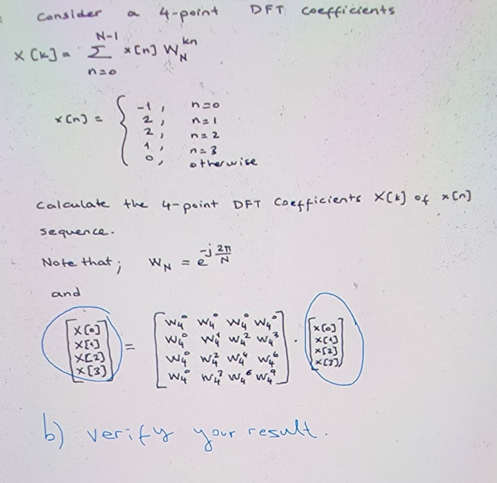 Solved consider a 4-point DFT coefficients | Chegg.com