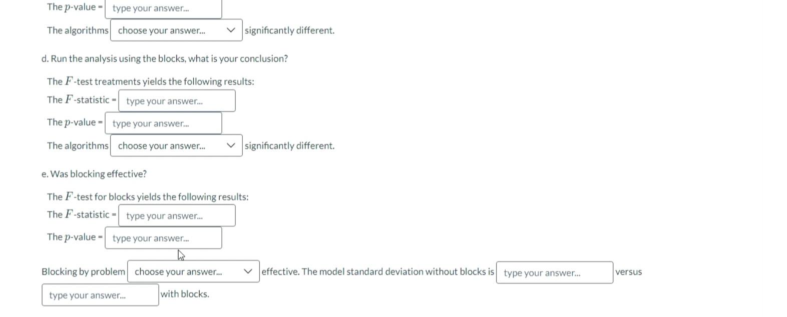 Four different algorithms (A, B, C, and D) are used | Chegg.com