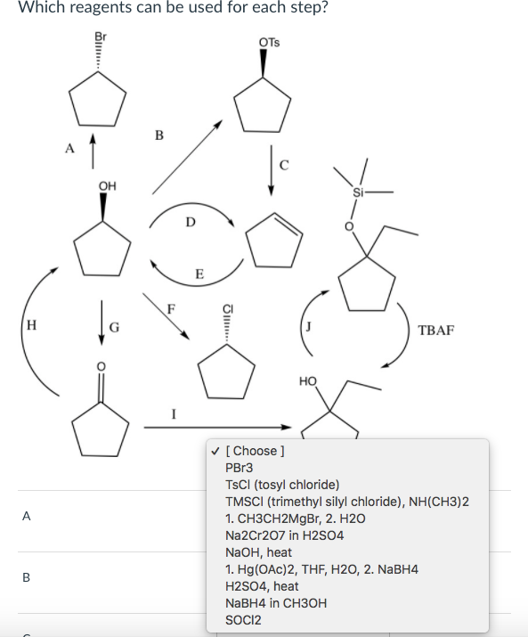 Solved Which reagents can be used for each step? OTS ** B OH | Chegg.com