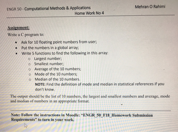 Solved Mehran O Rahimi ENGR 50-Computational | Chegg.com