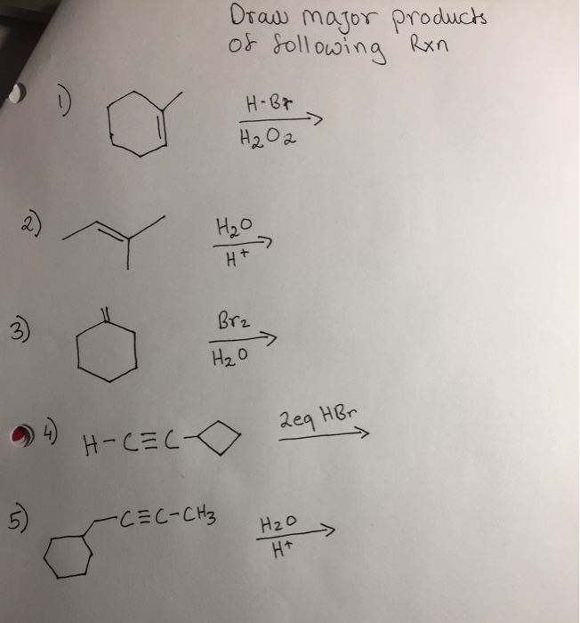 Solved raw mayor products or Following H- Br H202. H20 HF | Chegg.com