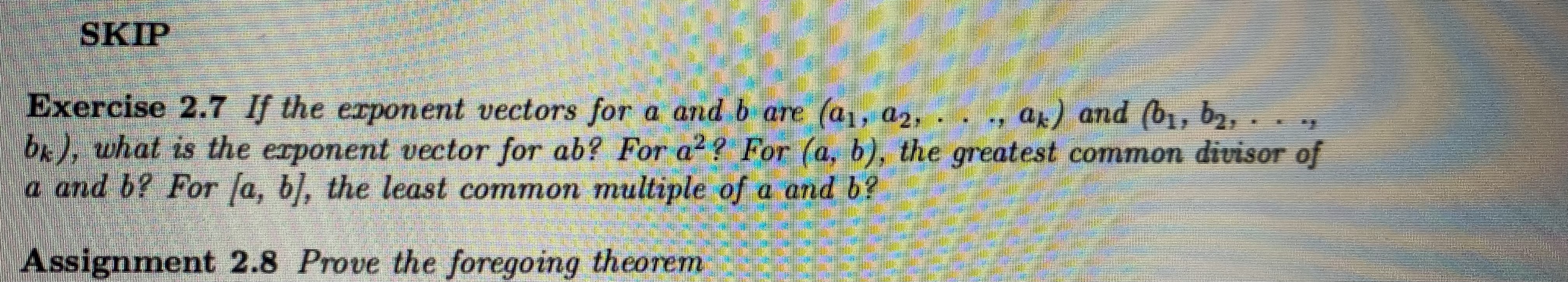Solved Exercise 2.7 If the exponent vectors for a and b are | Chegg.com