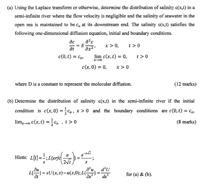 Solved (a) Using the Laplace transform or otherwise, | Chegg.com