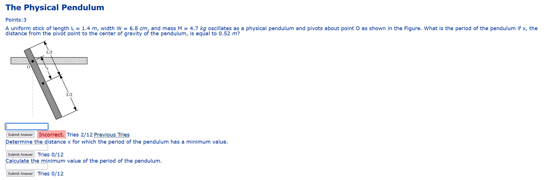 Points: 3 distance from the pivot point to the center | Chegg.com
