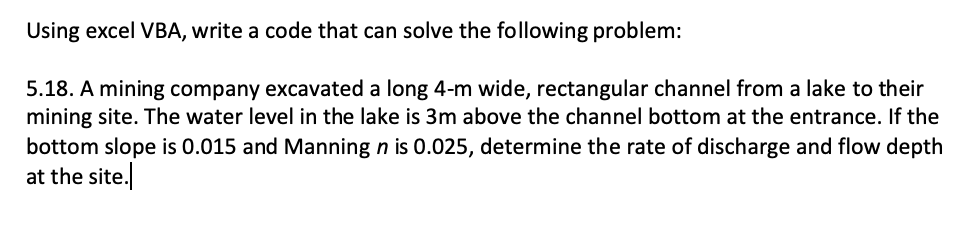 Solved Using excel VBA, write a code that can solve the | Chegg.com