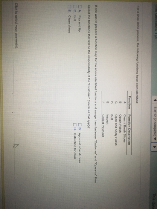 Solved For a shoe shine process, the following functions | Chegg.com