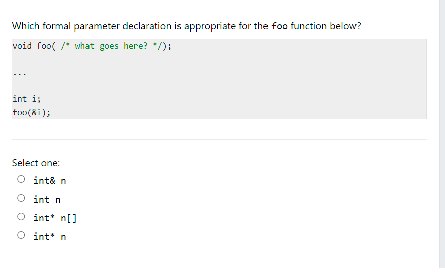 Solved Which Formal Parameter Declaration Is Appropriate For