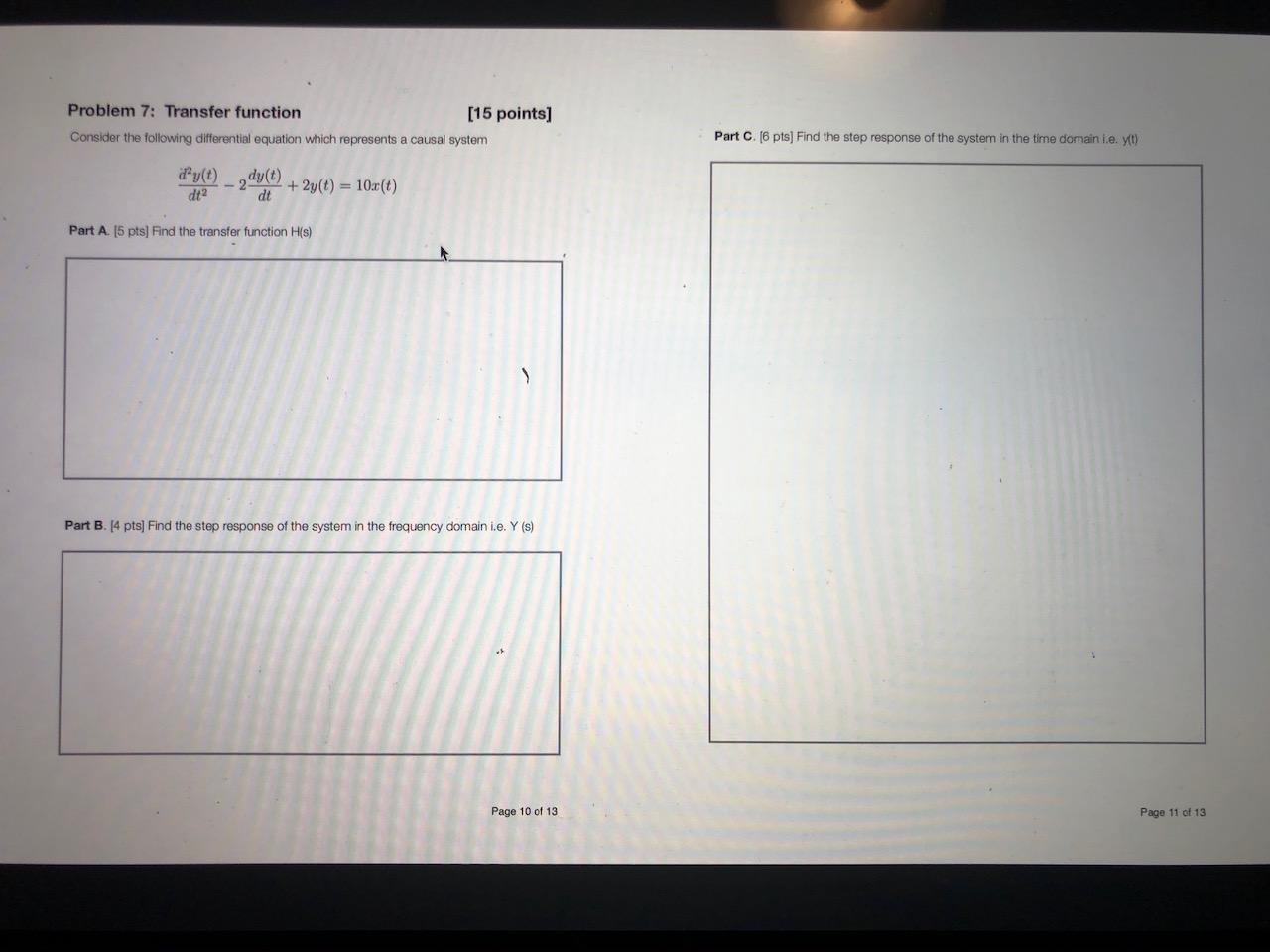Solved Problem 7: Transfer function (15 points) Consider the | Chegg.com