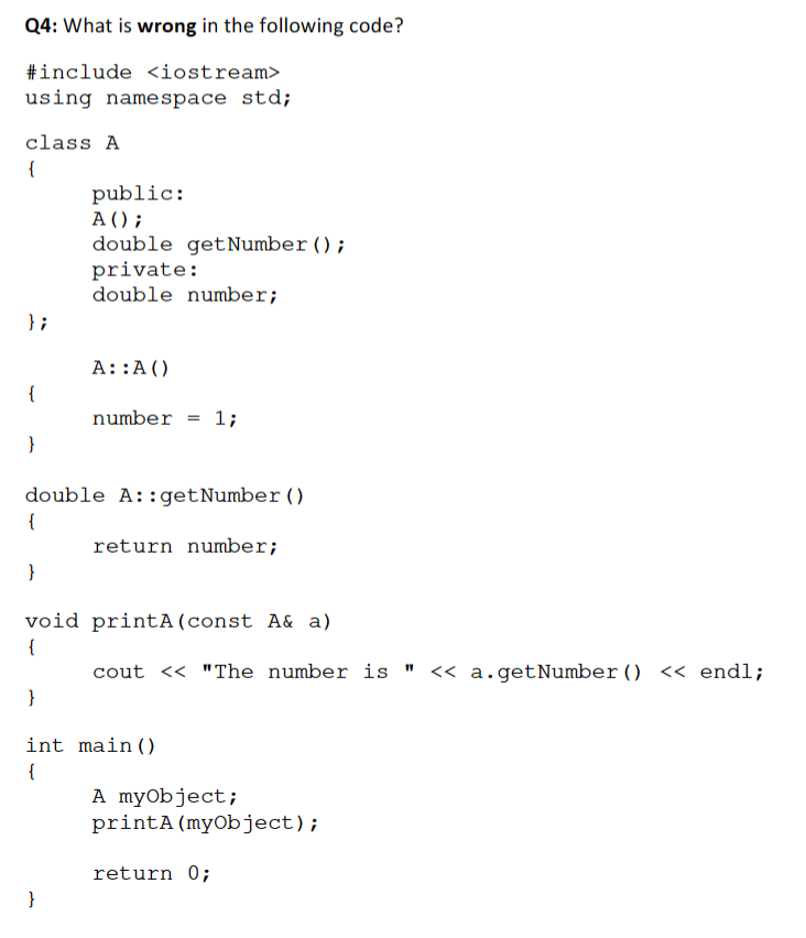 Q4: What is wrong in the following code? | Chegg.com
