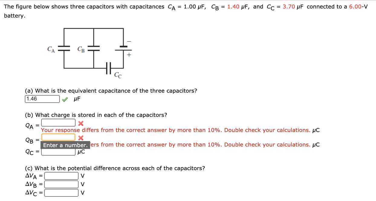 Solved The figure below shows three capacitors with | Chegg.com