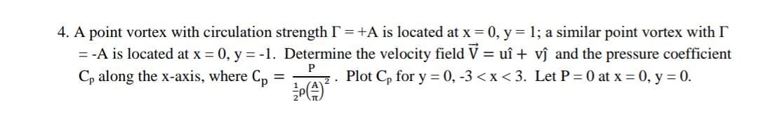 Solved A point vortex with circulation strength Γ = +A is | Chegg.com