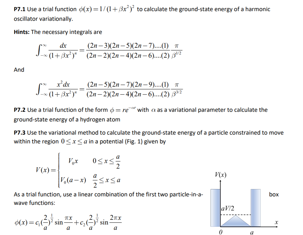 Solved P7.1 Use a trial function 0(x)=1/(1+Bx?)? to | Chegg.com