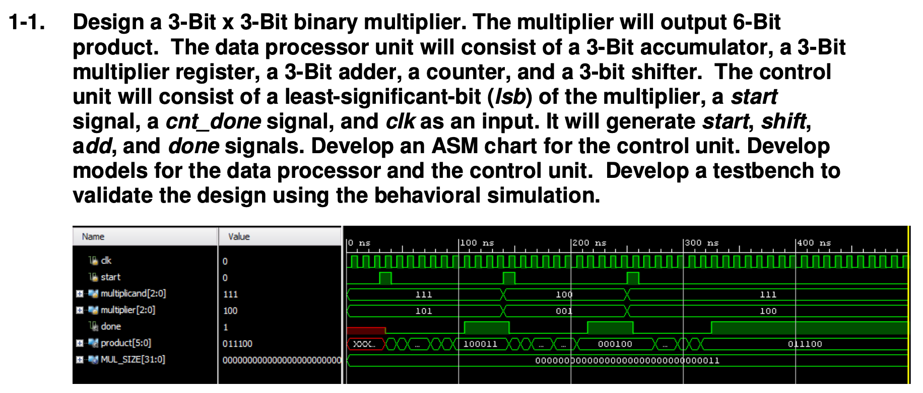 1-1. Design a 3-Bit x 3-Bit binary multiplier. The | Chegg.com