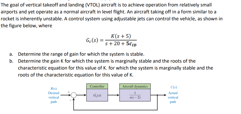 Solved The goal of vertical takeoff and landing (VTOL) | Chegg.com