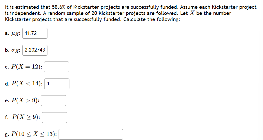 Solved It is estimated that 58.6% ﻿of Kickstarter projects | Chegg.com