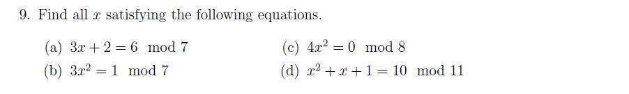 Solved 9. Find all x satisfying the following equations. (a) | Chegg.com
