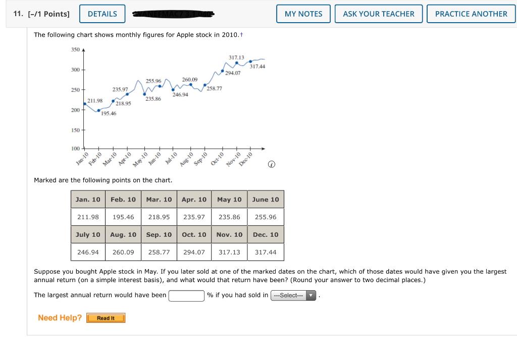 Solved 11. [-/1 Points] DETAILS MY NOTES ASK YOUR TEACHER | Chegg.com