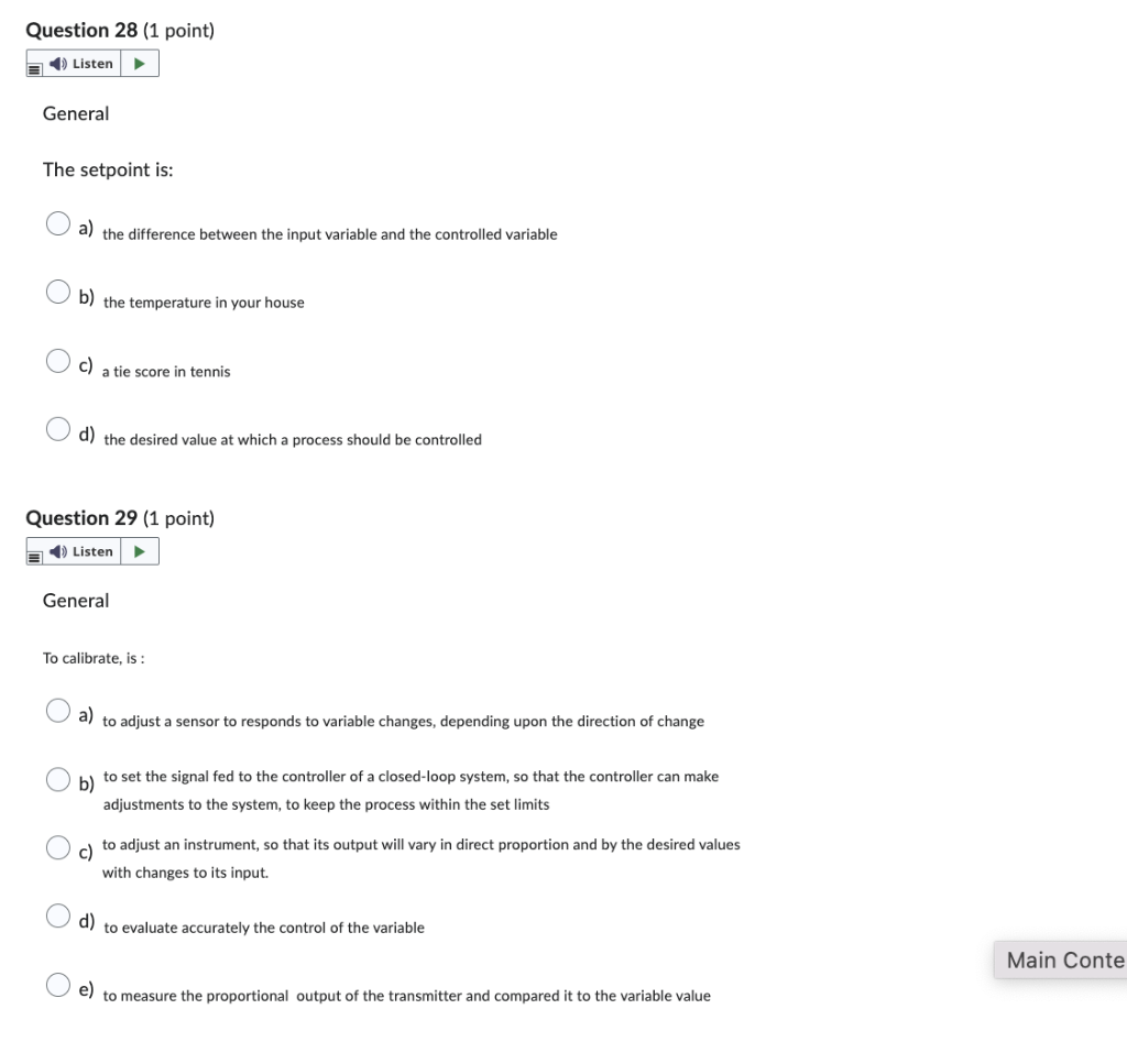 Solved The setpoint is: a) the difference between the input | Chegg.com