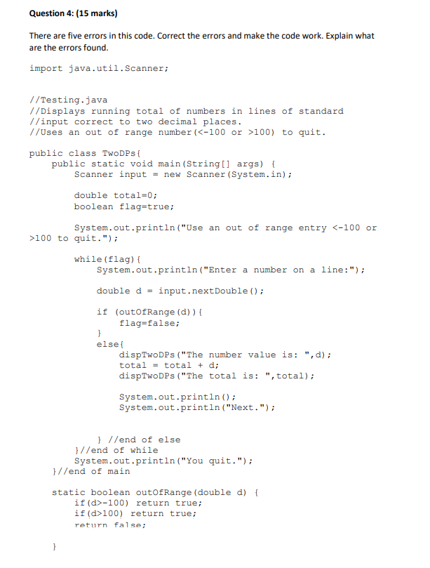 Solved Question 4: (15 marks) There are five errors in this | Chegg.com