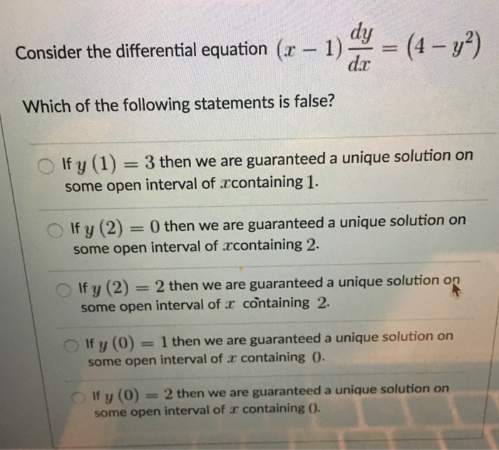 Solved Consider the differential equation (.x - 1) dy/dx = | Chegg.com