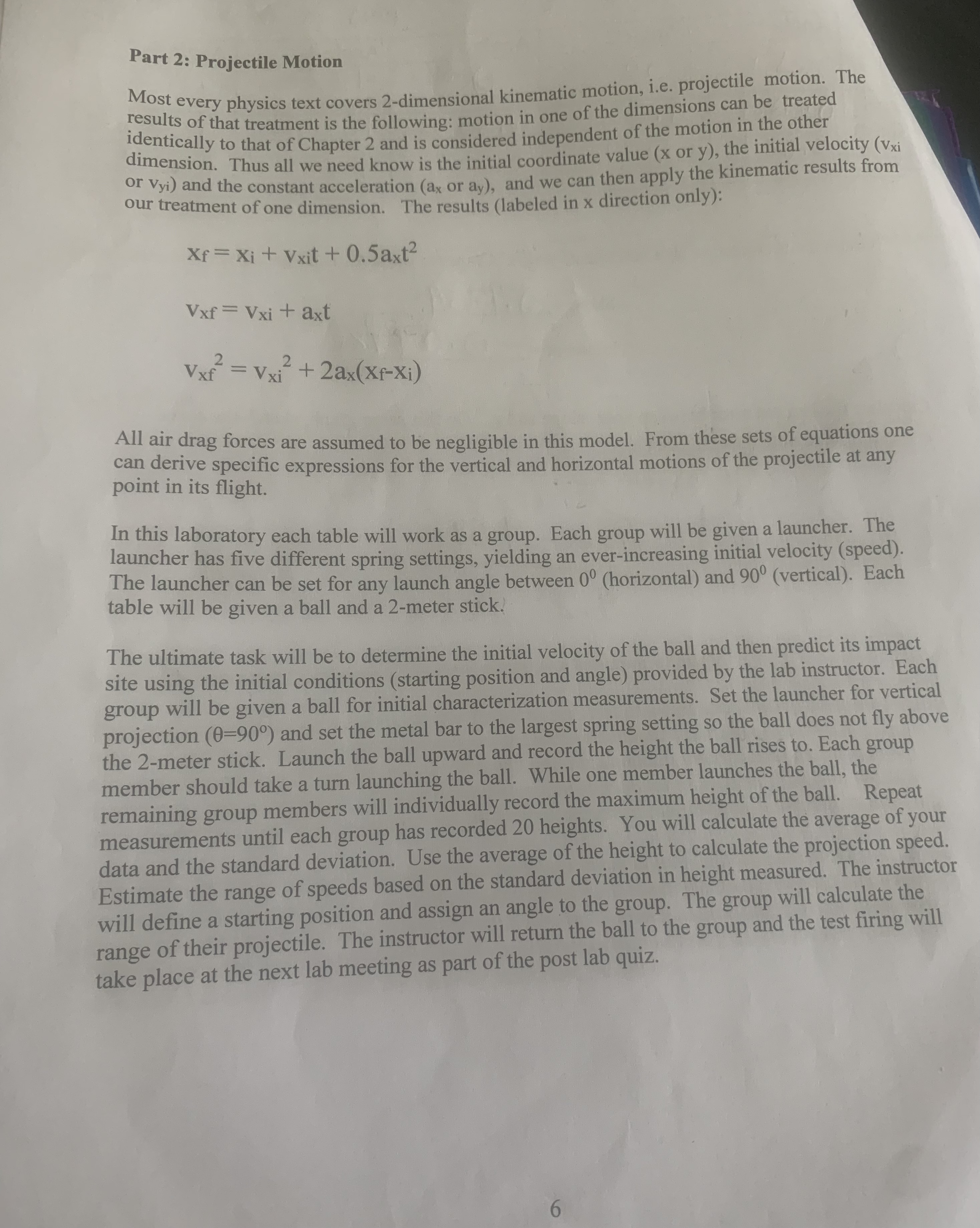 Part 2: Projectile Motion Most every physics text | Chegg.com