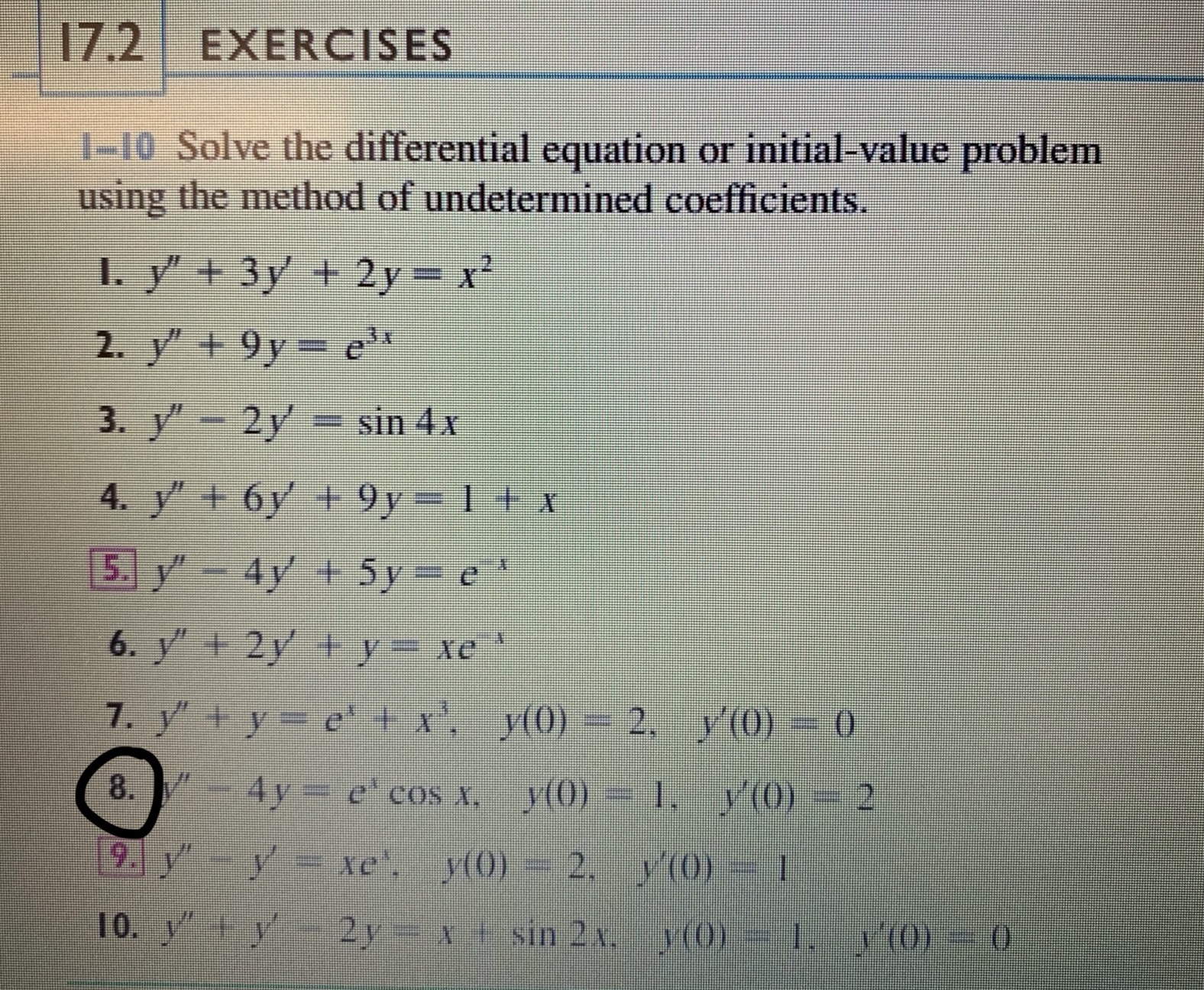 Solved 1-10 Solve the differential equation or initial-value | Chegg.com
