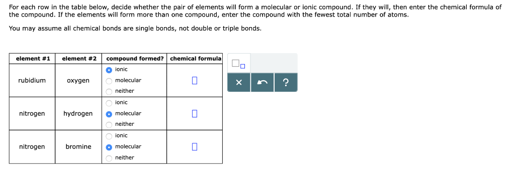 Solved For each row in the table below, decide whether the | Chegg.com