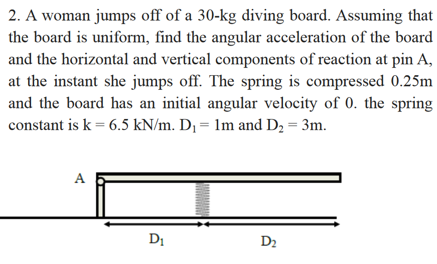 Solved 2. A woman jumps off of a 30-kg diving board. | Chegg.com