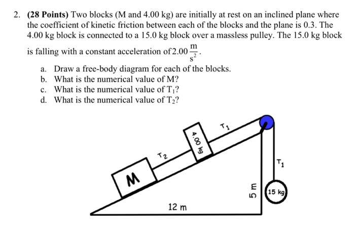 Solved (28 Points) Two blocks (M and 4.00 kg) are initially | Chegg.com