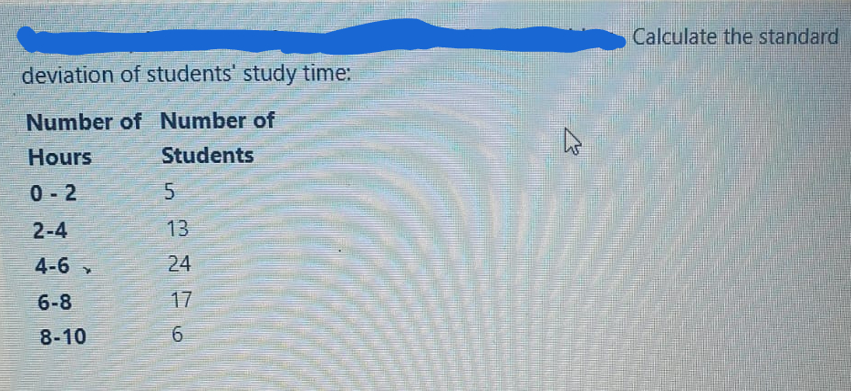 Solved Calculate the standard deviation of students' study | Chegg.com