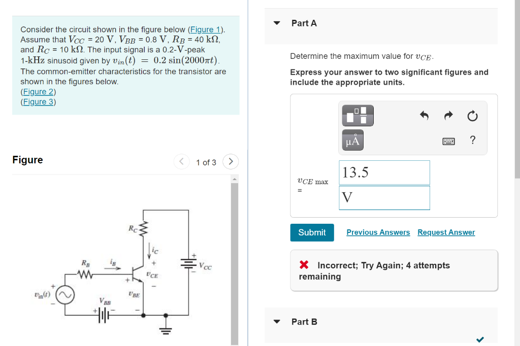 Solved Part A Determine the maximum value for VCE. Consider | Chegg.com