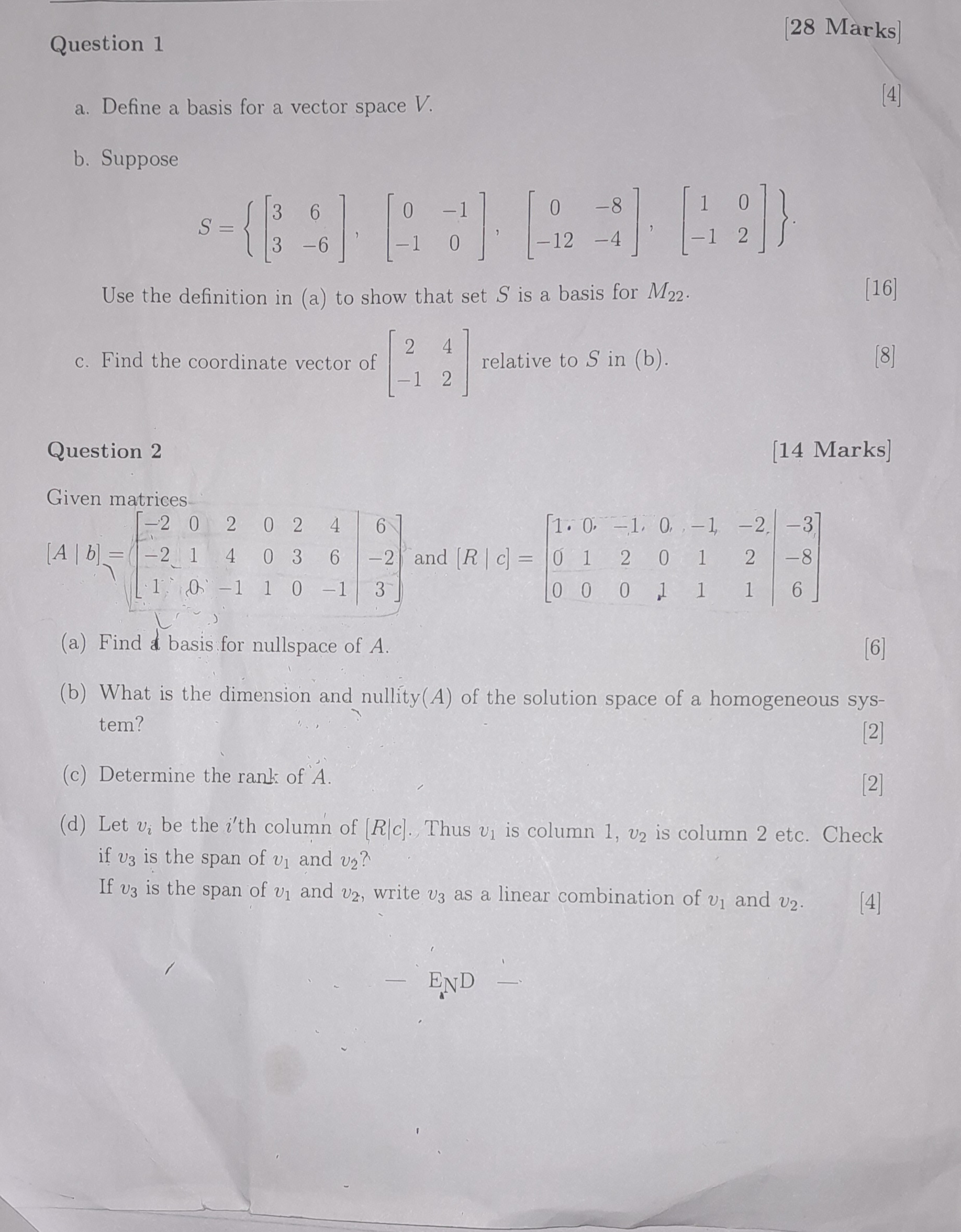 Solved a. Define a basis for a vector space V. [4] b. | Chegg.com