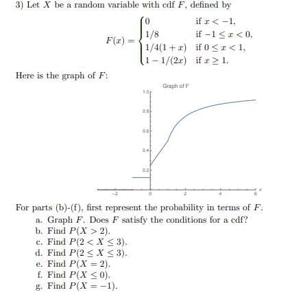 Solved 3) Let X be a random variable with cdf F, defined by | Chegg.com