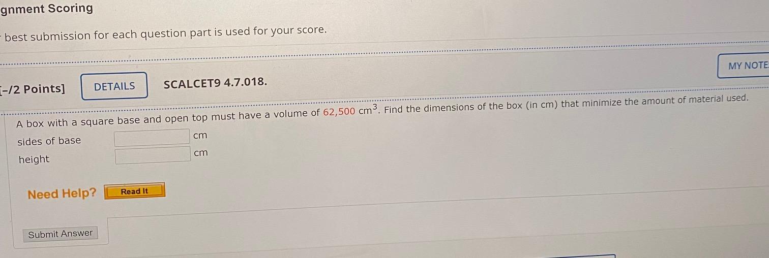 Solved gnment Scoring best submission for each question part | Chegg.com