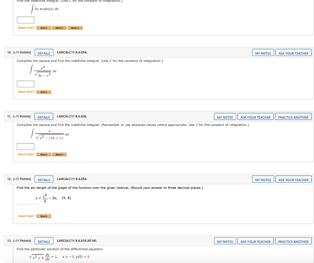 Solved MY NOTES ASK YOUR TEACHER PRACTICE ANOTHER 1. [-/1 | Chegg.com