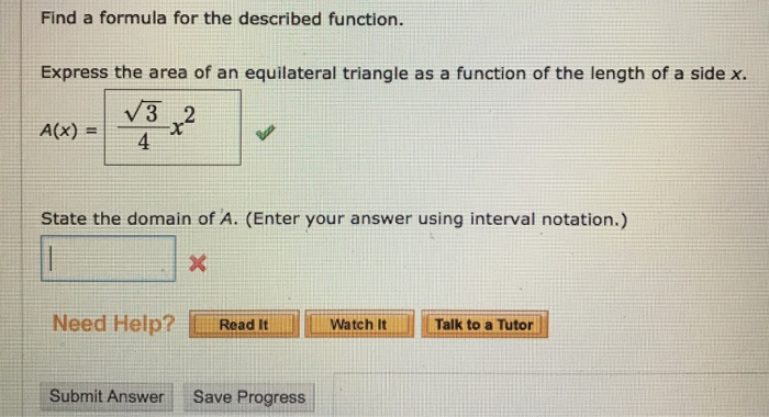 Solved Find a formula for the described function. Express | Chegg.com