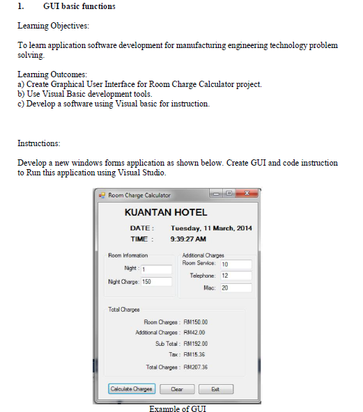 1. GUI basic functions Learning Objectives: To leam | Chegg.com