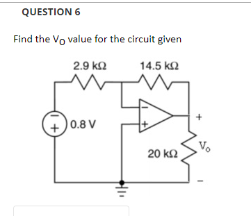 Solved Find the VO value for the circuit given | Chegg.com