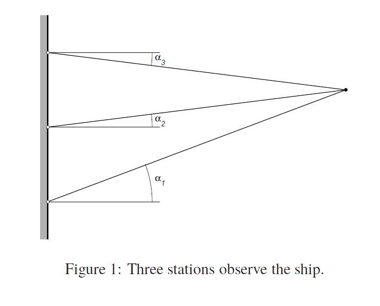 Solved Problem 2 A ship on sea is observed from three | Chegg.com