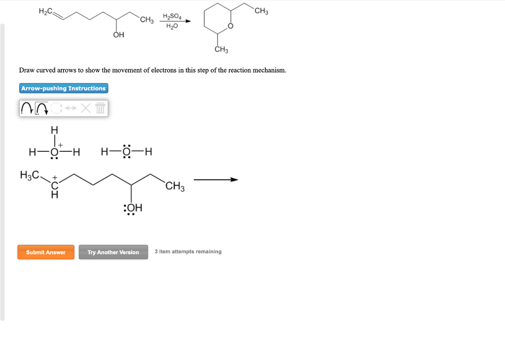 Solved CH3 H2C H2SO4 CH3 H2O ÓH CH3 Draw curved arrows to | Chegg.com