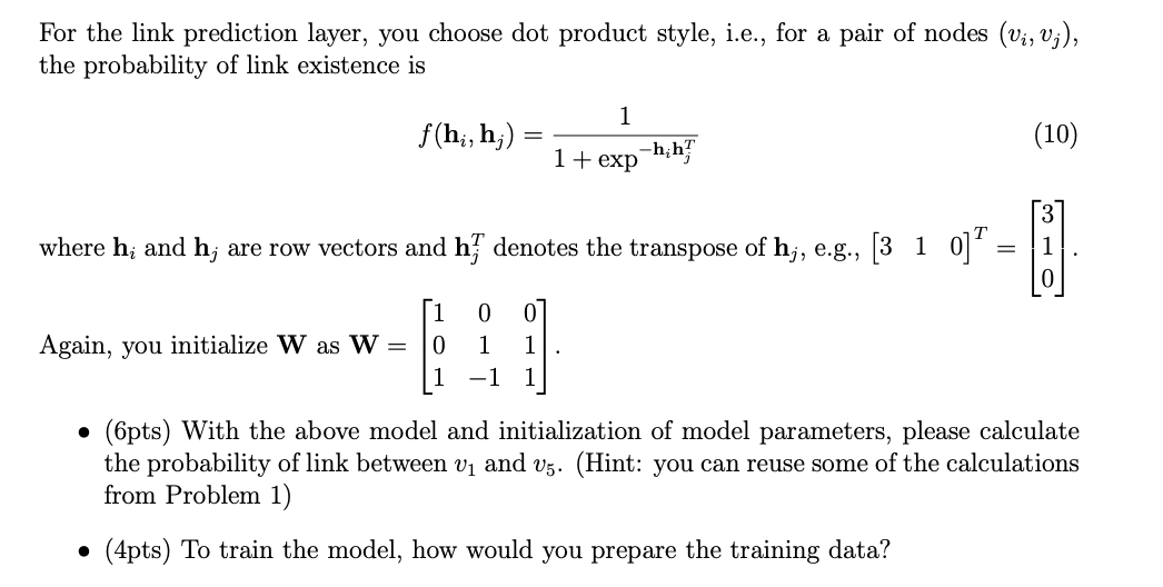 Problem 2 - Graph Neural Network for Link Prediction | Chegg.com