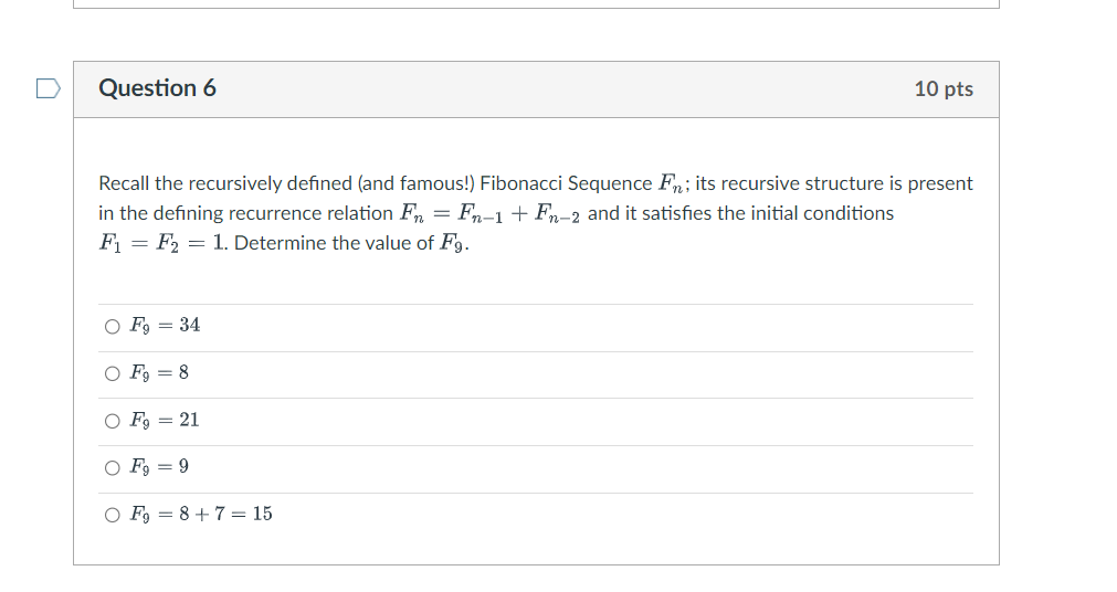 Solved Recall the recursively defined (and famous!) | Chegg.com