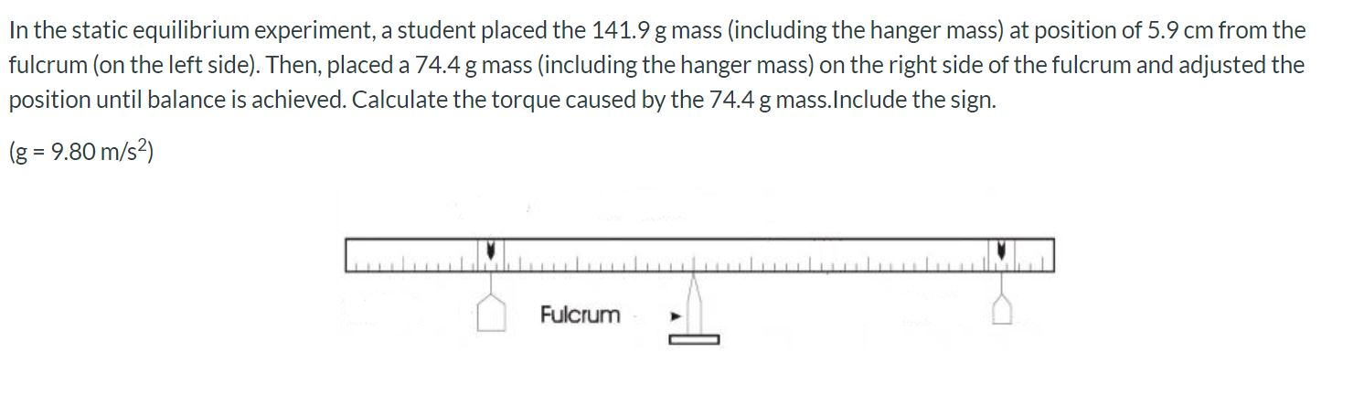 Solved In the static equilibrium experiment, a student | Chegg.com