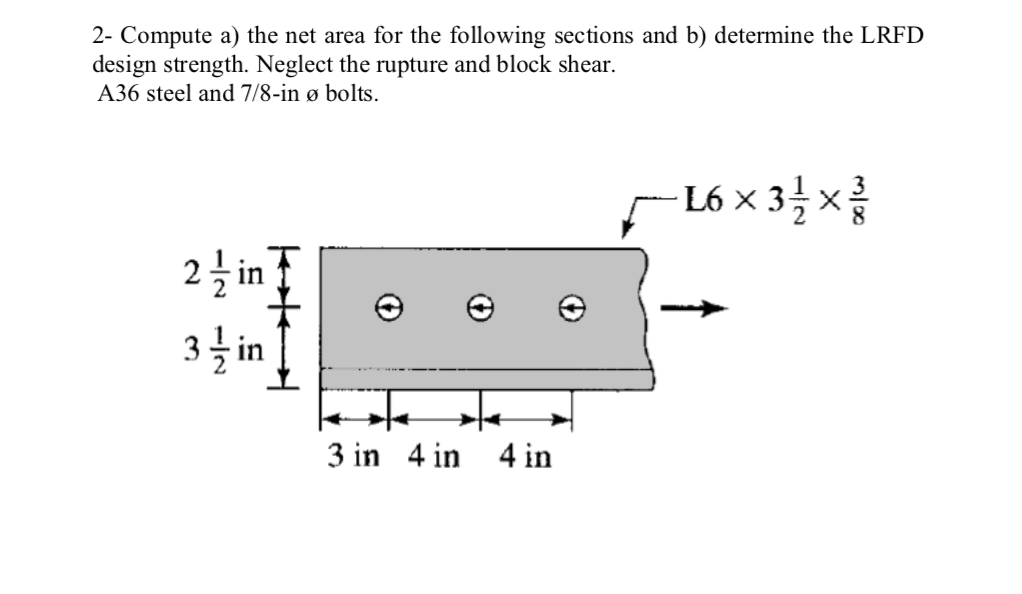 Solved 2- Compute a) the net area for the following sections | Chegg.com