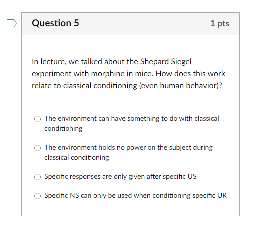 Solved Question 5 1 pts In lecture, we talked about the | Chegg.com