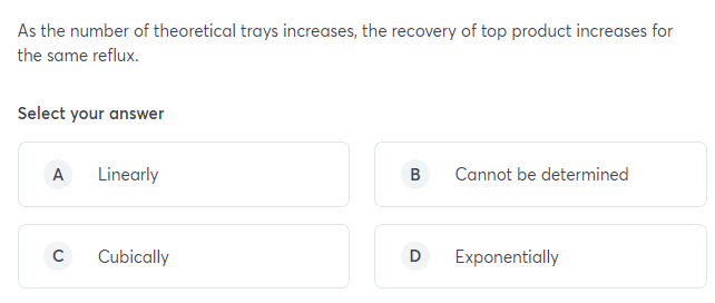 Solved As the number of theoretical trays increases, the | Chegg.com