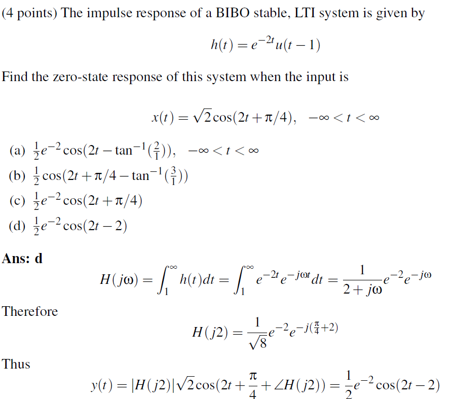 Solved This is a past paper question: When evaluating H(j2), | Chegg.com